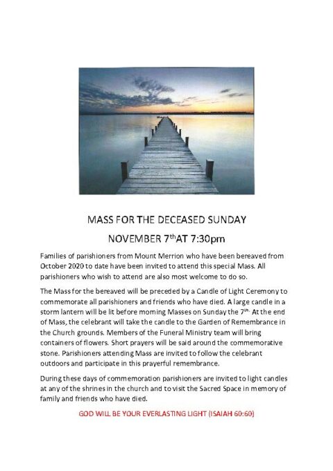 Mass for the deceased | Church of St Thérèse, Mount Merrion Parish